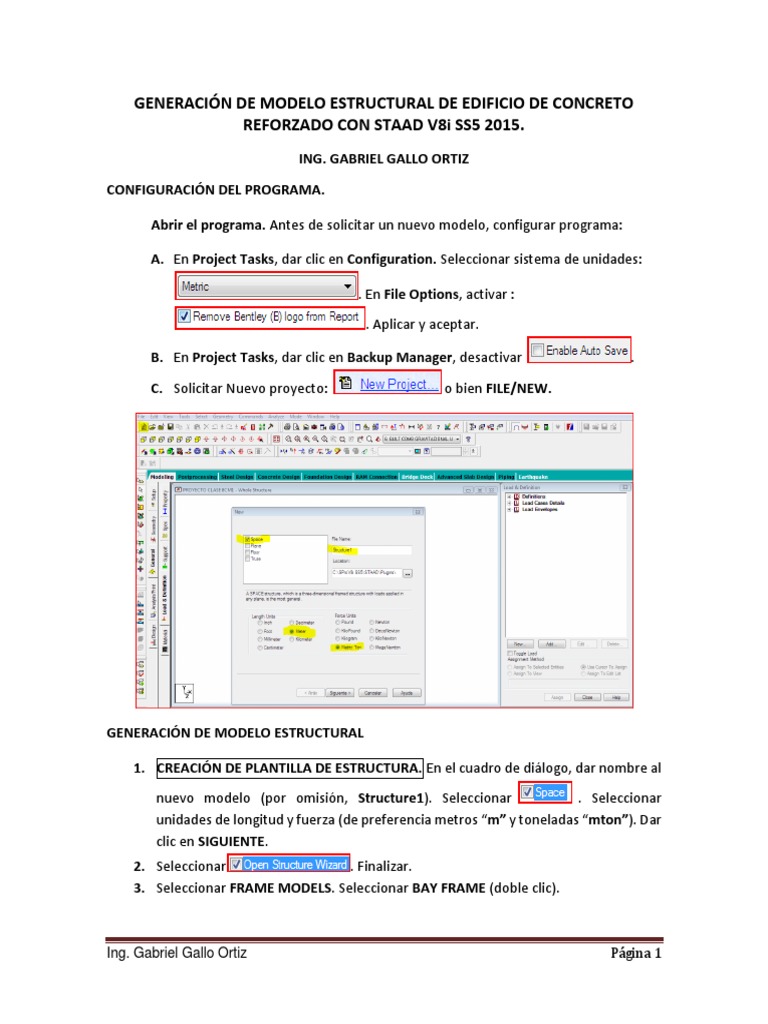 Instructivo para Generación de Modelo Estructural Con Staad 2015 | PDF ...