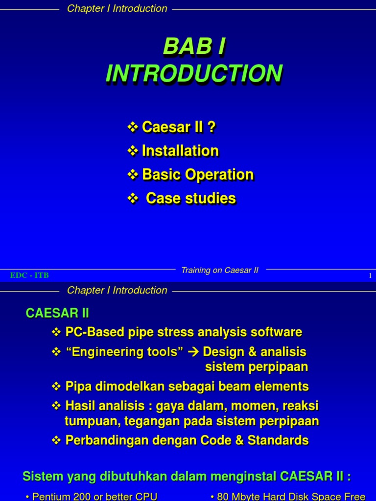 Bab I: Caesar II ? Installation Basic Operation Case Studies | PDF