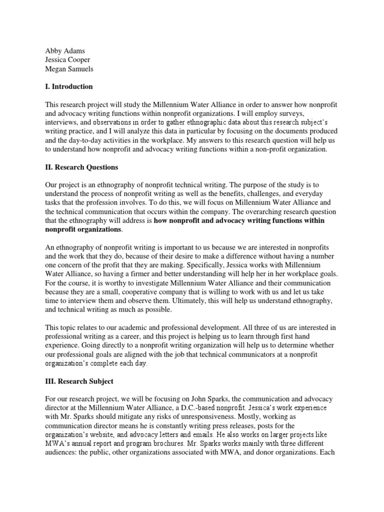 Research Proposal | PDF | Ethnography | Nonprofit Organization