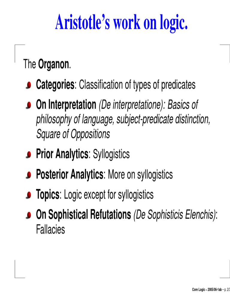 2005 Aristotle Logic | PDF | Metaphilosophy | Formalism (Deductive)