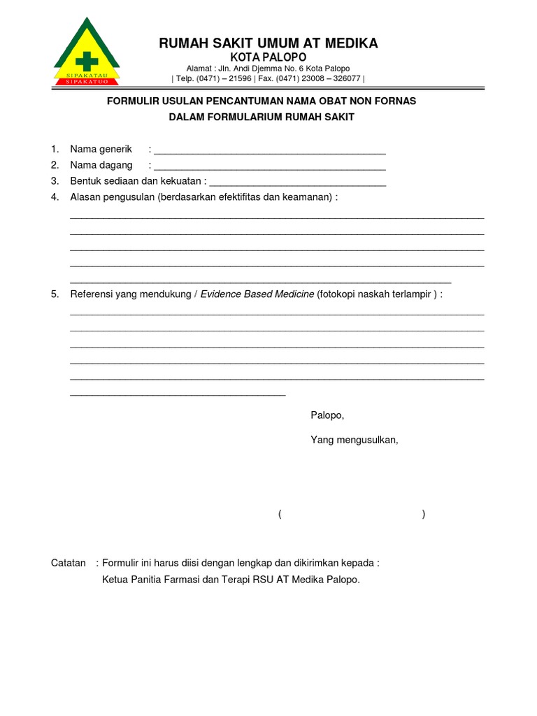 Formulir Usulan Obat Baru | PDF