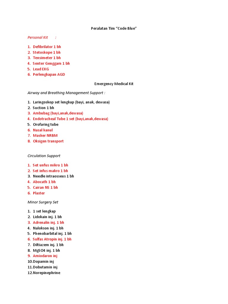 Peralatan Tim Code Blue | PDF