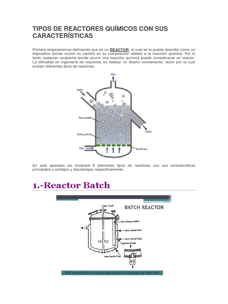 Tipos de Reactores Químicos Con Sus Características | PDF | Reactor ...