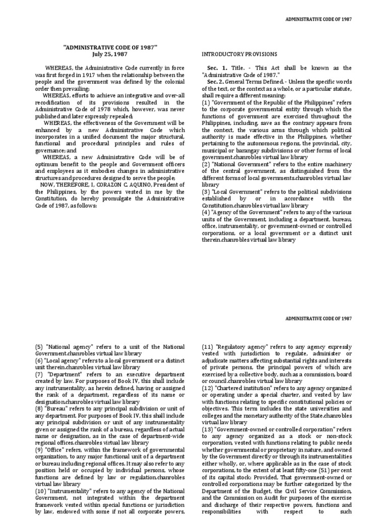 Administrative Code of 1987 | PDF | Constitutional Amendment | Oath Of ...