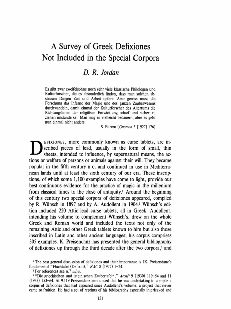 Greek Defixiones: A Comprehensive Survey | PDF