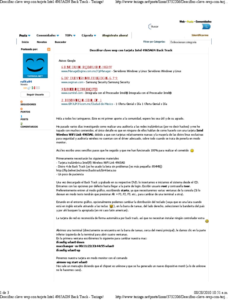 Descifrar Clave Wep Con Tar.. | PDF | Interfaz de línea de comando ...