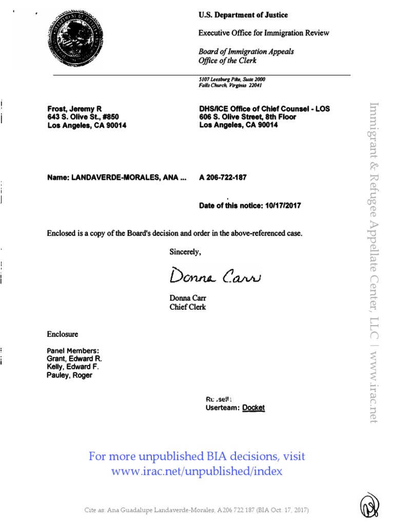 BIA Reopens Ana Landaverde Case | PDF | Standard Of Review | Public Law