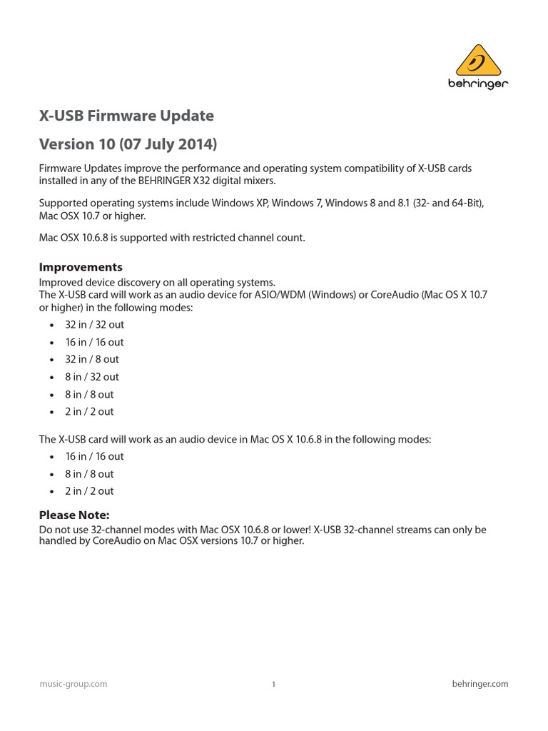 X-USB Firmware Update V10 2014-07-09 Rev.2 PDF | Download Free PDF ...