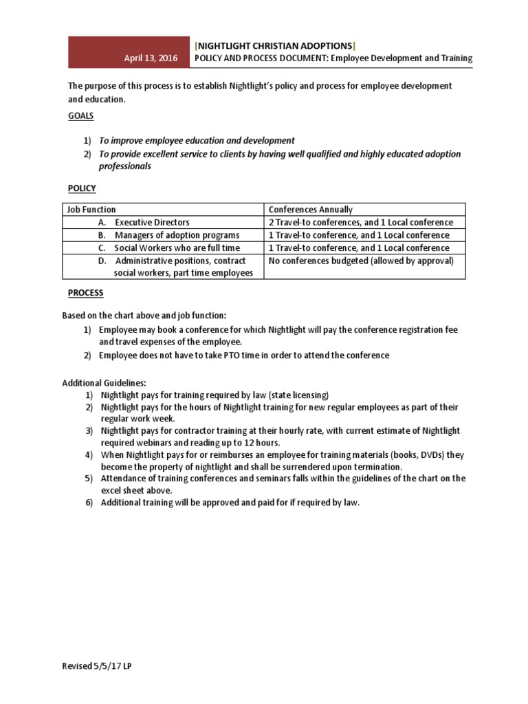 Employee Development Policy and Process Document | PDF