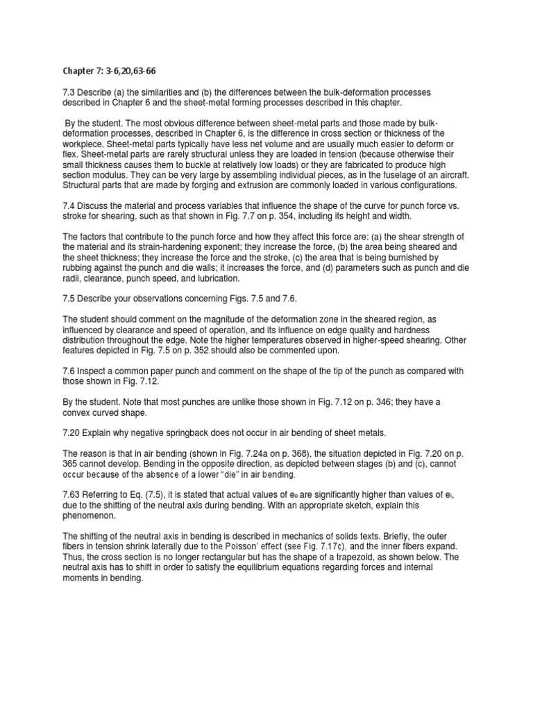 Chapter 7 Solutions | PDF | Bending | Deformation (Engineering)