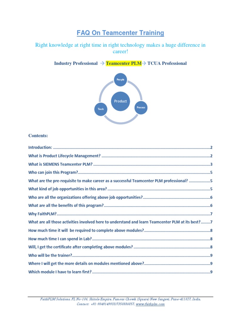 FAQ Industry Professional On Teamcenter Training | Download Free PDF | Product Lifecycle ...