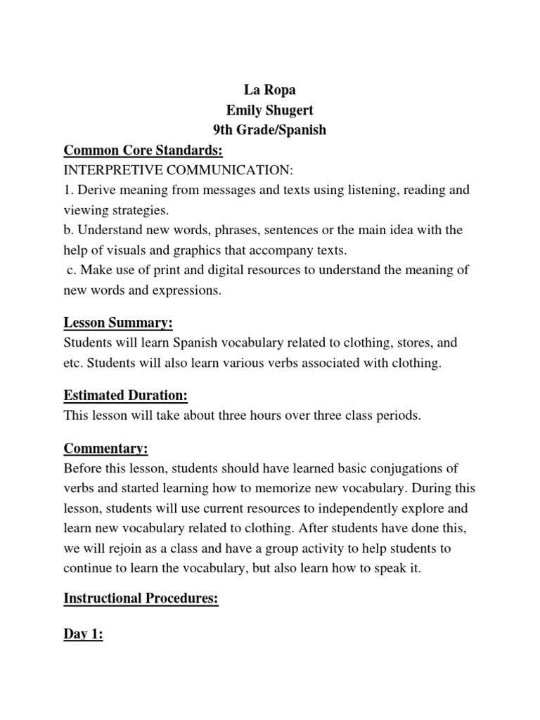 La Ropa | PDF | Vocabulary | Semiotics