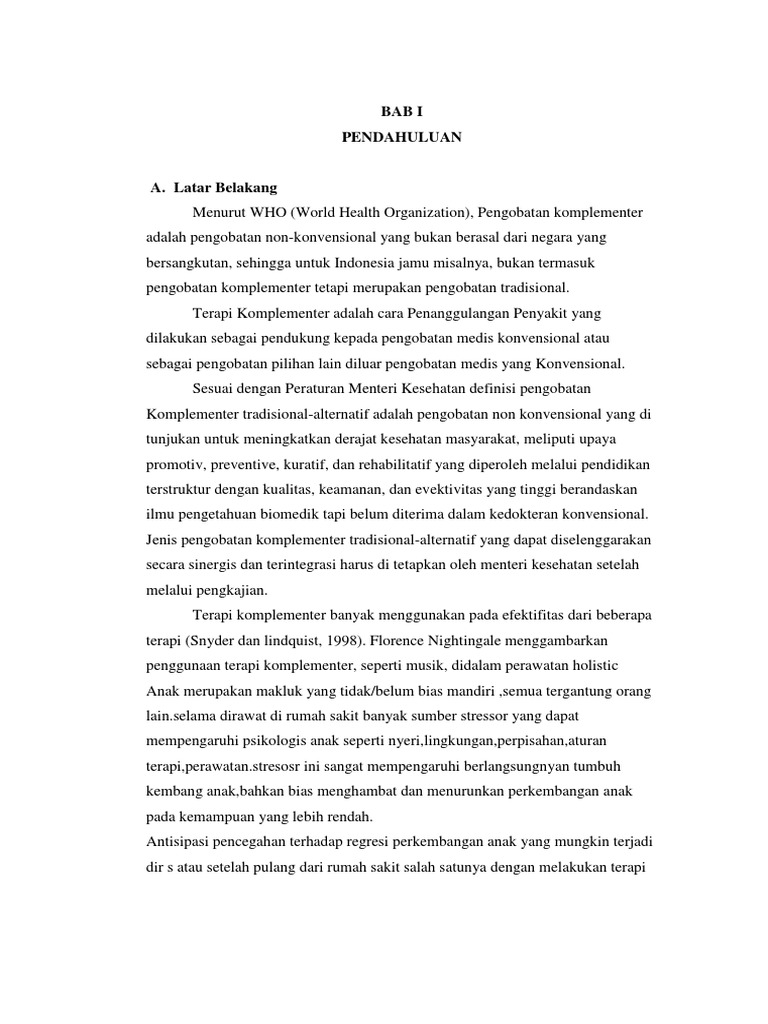 Sistem Muskuloskeletal Terapi Komplementer ANAK | PDF