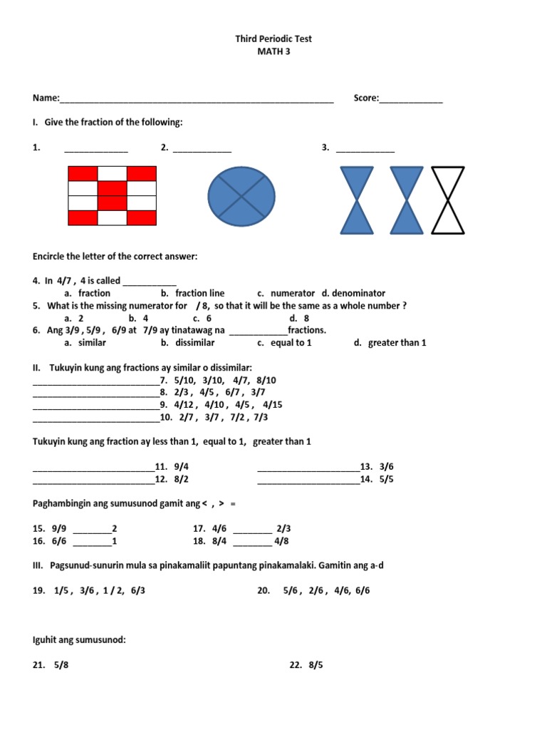 Third Periodical Test in Math 3 | PDF