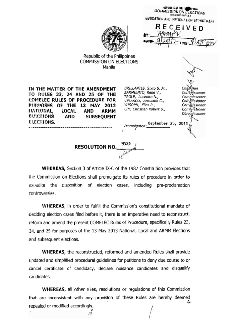 Amendments to COMELEC Rules 2025 | PDF | Judiciaries | Legal Procedure