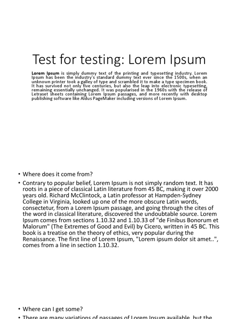 Test For Testing: Lorem Ipsum: Lorem Ipsum Is Simply Dummy Text of The ...