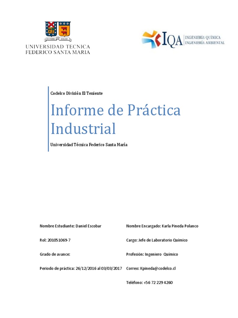 Informe de Práctica Codelco El Teniente | PDF | Cobre | Plasma (Física)