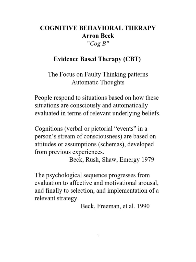 Cognitive Behavioral Therapy Oh | PDF | Cognitive Therapy | Cognitive ...