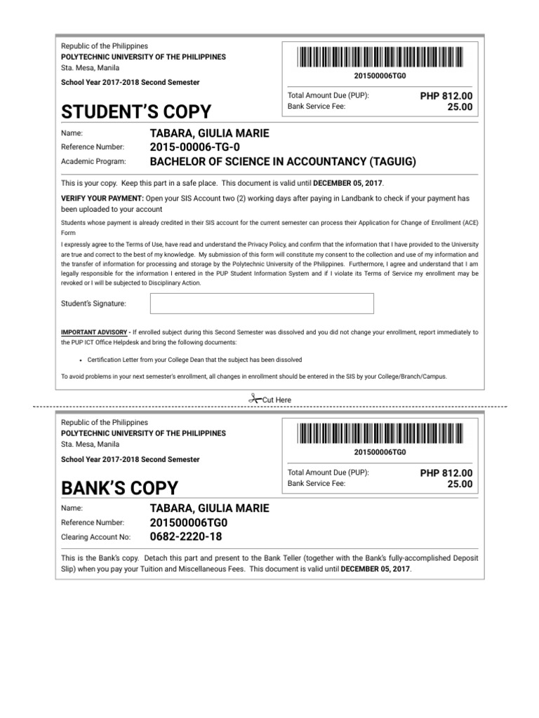 PUP Tuition Payment Instructions | PDF | Fee | Payments