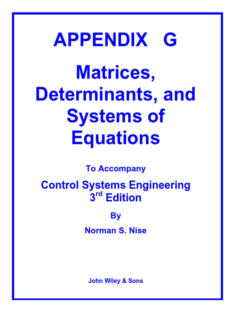 Appendix G Matrices, Determinants, and Systems of Equations | PDF ...