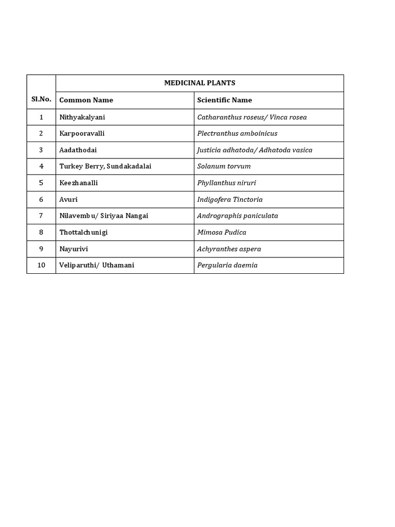 Medicinal Plants and Their Uses | PDF | Home & Garden | Science ...