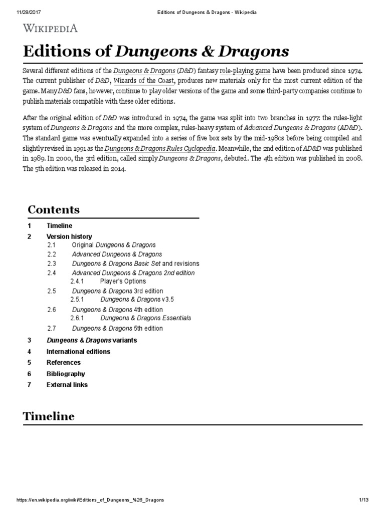 Editions of Dungeons & Dragons - Wikipedia | PDF | Dungeons & Dragons ...