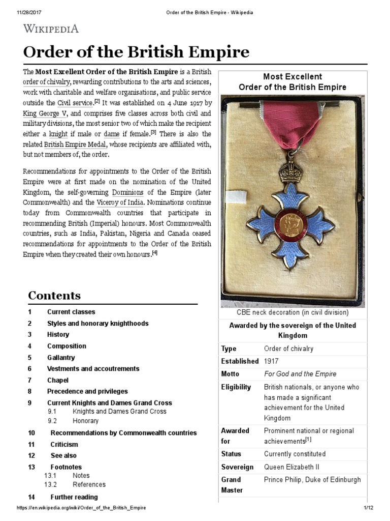 Order of the British Empire - Wikipedia | Order Of The British Empire ...