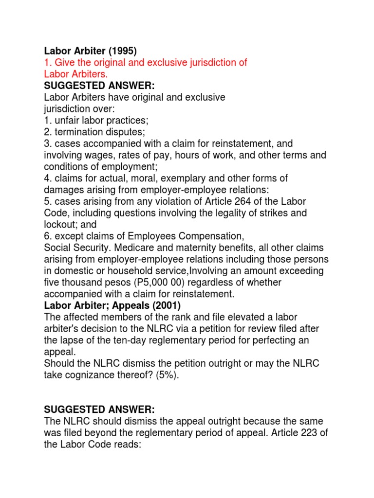 Labor Arbiter | PDF | Strike Action | Arbitration