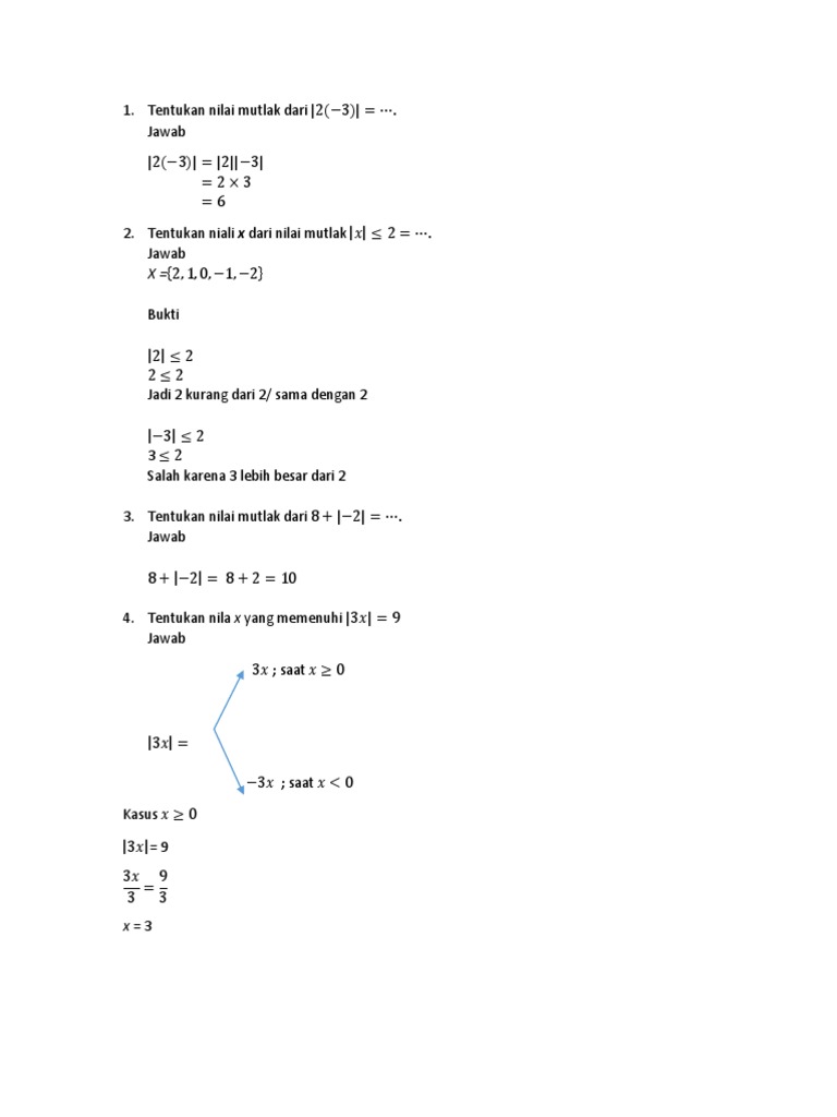 Soal Nilai Mutlak | PDF