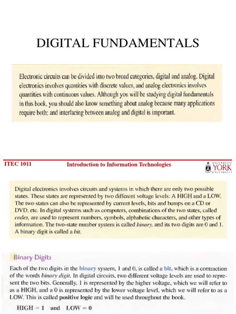 Digital Fundamentals: ITEC 1011 Introduction To Information Technologies | PDF | Bit | Decimal