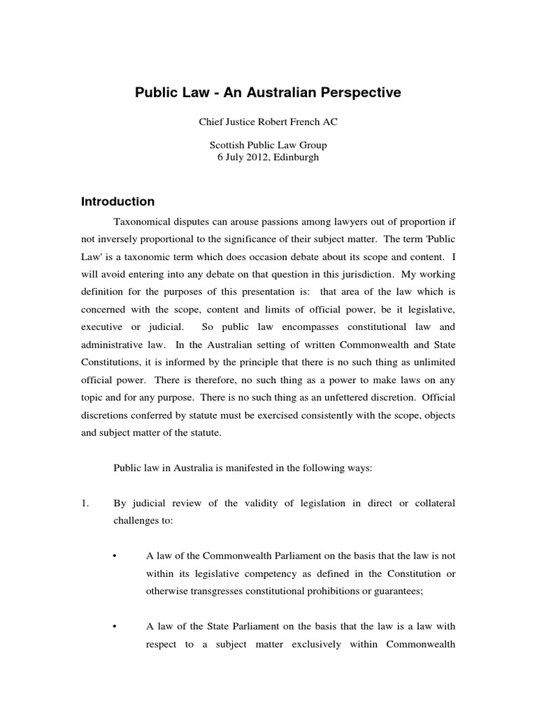 Australian Public Law Overview | PDF | High Court Of Australia | States ...
