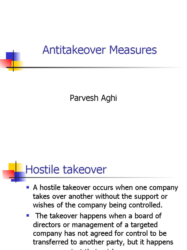 Anti Takeover Measures | PDF | Takeover | Stocks