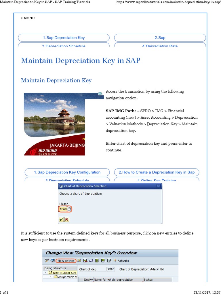 Maintain Depreciation Key in SAP Guide | PDF | Depreciation ...