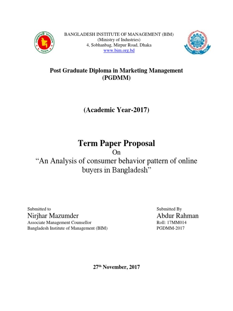 Term Paper Proposal (BIM) | PDF | Consumer Behaviour | Online Shopping