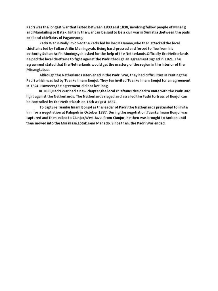 Padri Was The Longest War That Lasted Between 1803 and 1838 | PDF