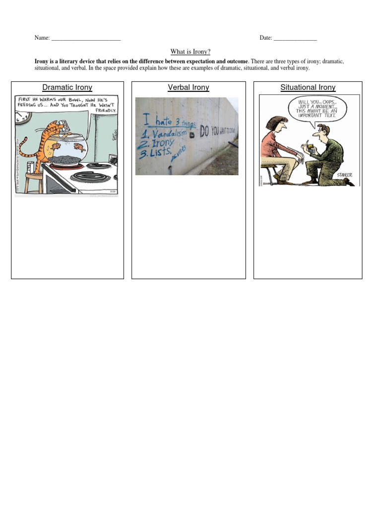 Irony Definition Graphic Organizer | PDF