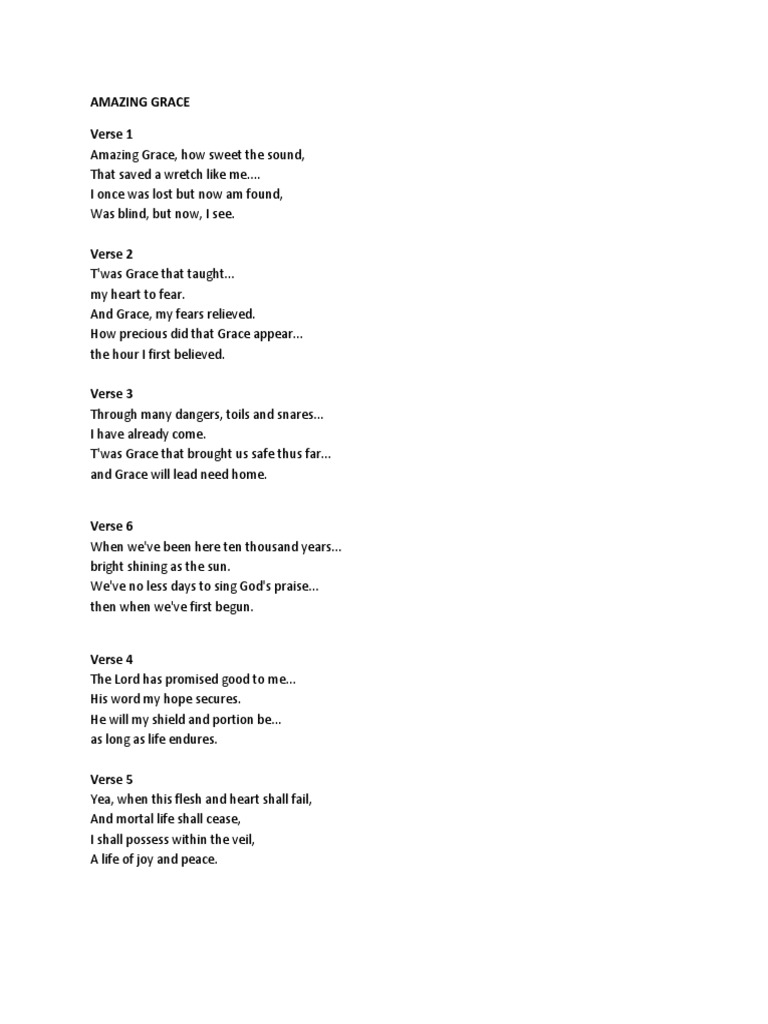Amazing Grace Verse 1 | PDF