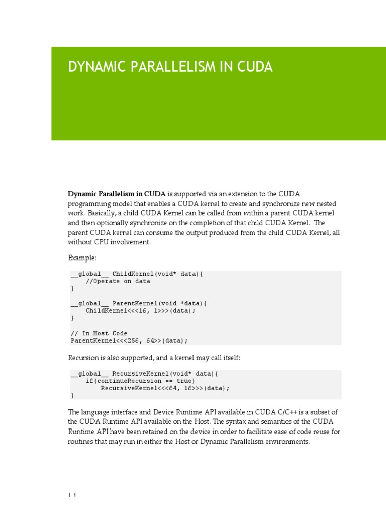 TechBrief Dynamic Parallelism in CUDA | PDF | Parallel Computing | Runtime System
