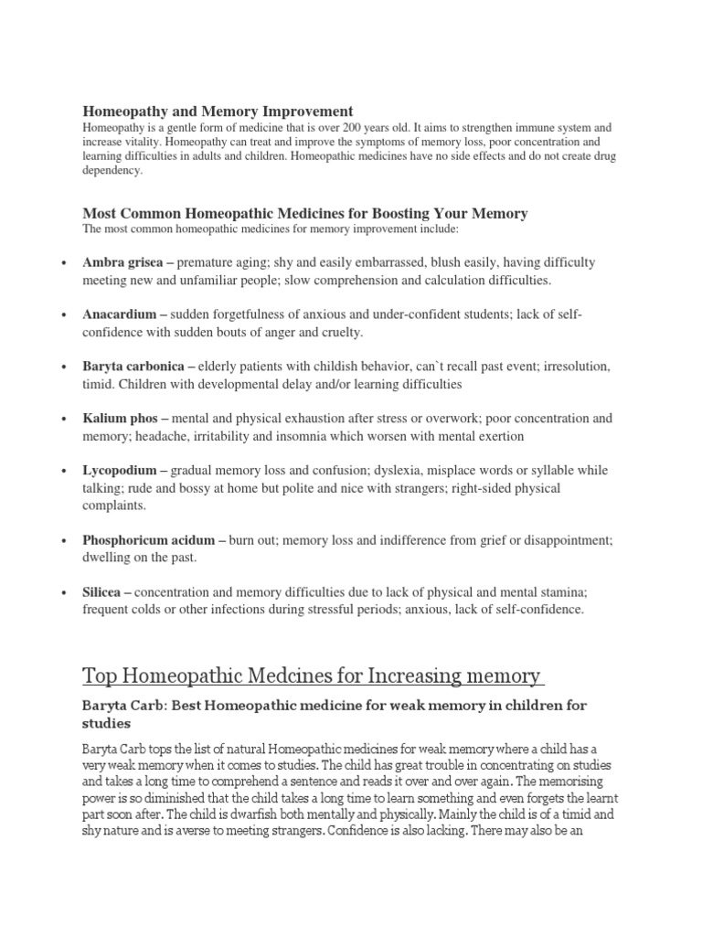 Memory | PDF | Homeopathy | Psychology