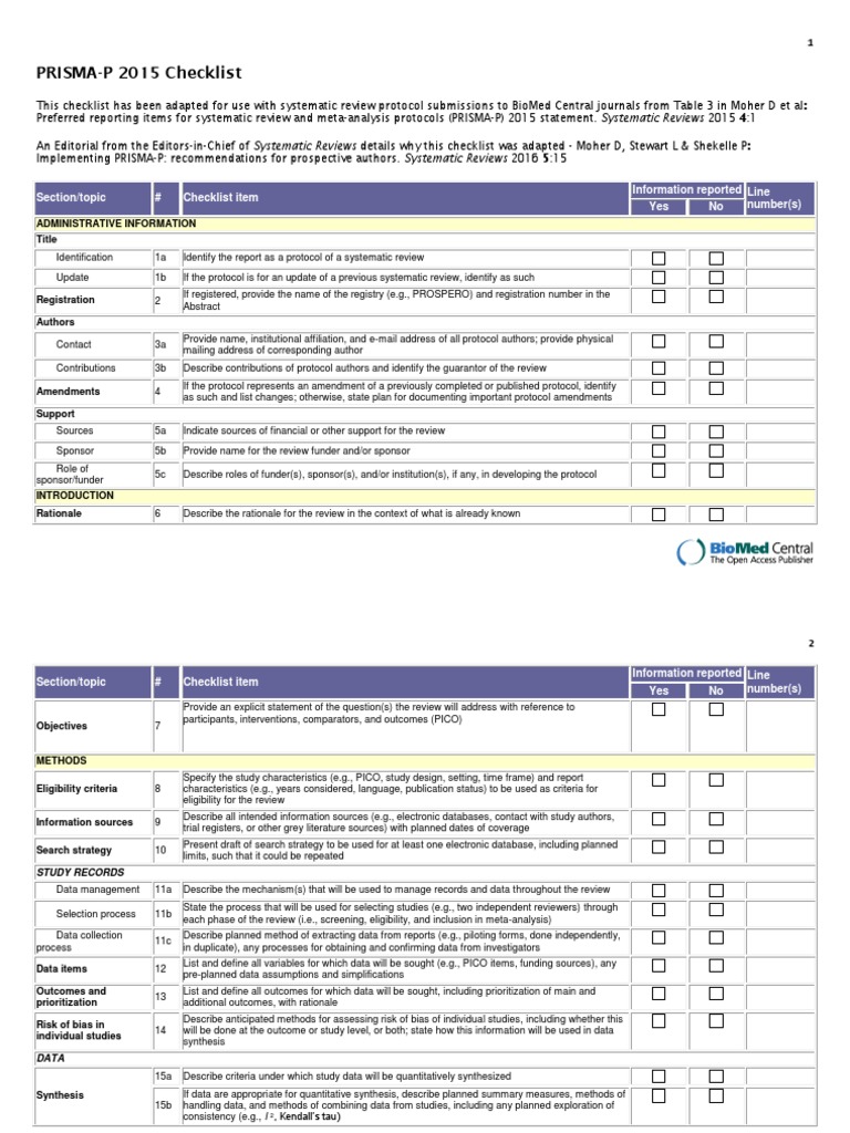 PRISMA-P+checklist | Systematic Review | Data