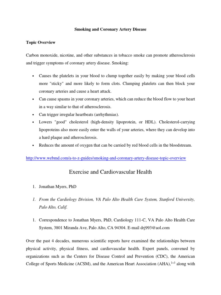 Smoking and Coronary Artery Disease | Download Free PDF ...
