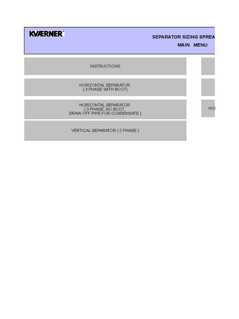 Separator Sizing Excel Guide | PDF | Spreadsheet | Microsoft Excel