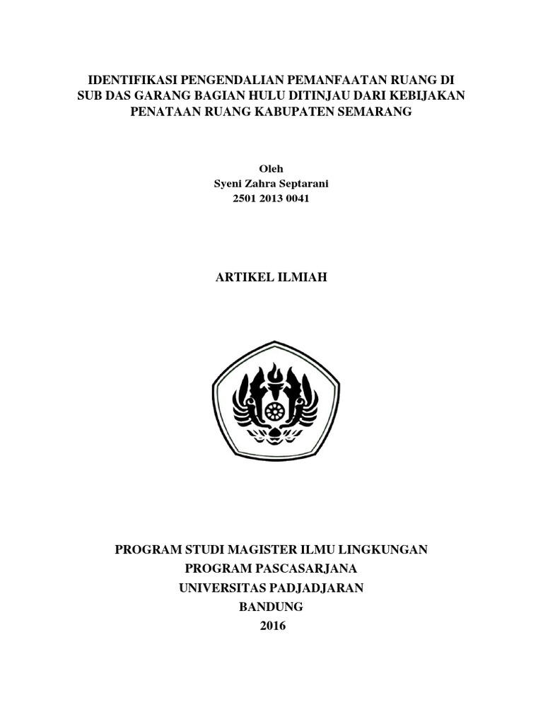 Artikel Identifikasi Pengendalian Pemanfaatan Ruang PDF | PDF