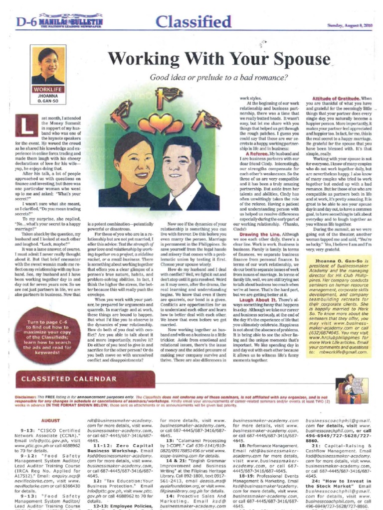 Working With Your Spouse | PDF