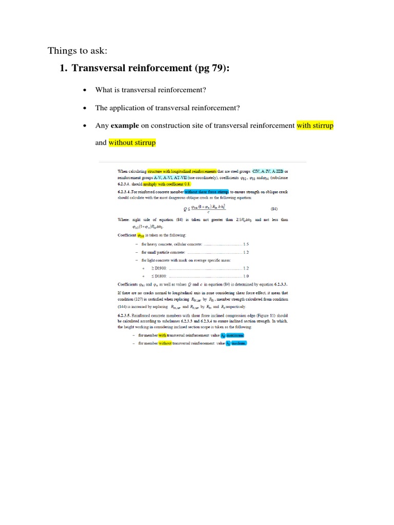 Transversal Reinforcement (PG 79) :: Things To Ask | PDF | Computers | Technology & Engineering