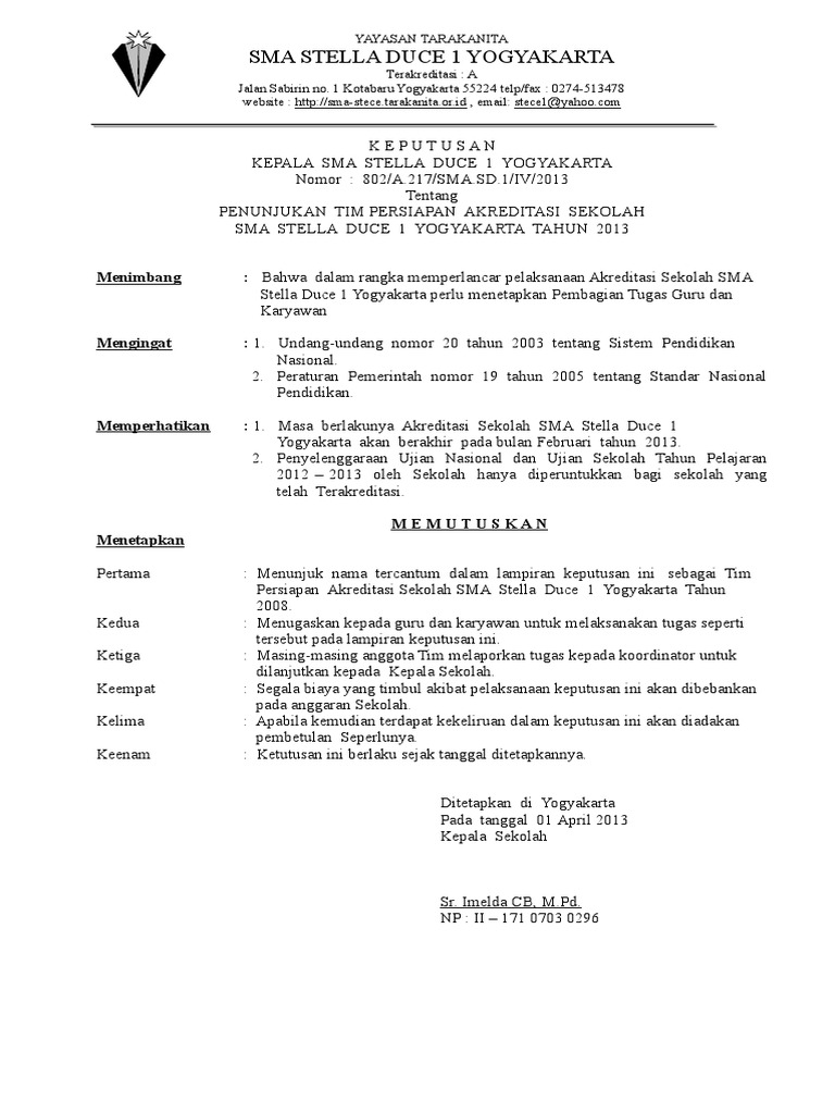SK Tim Akreditasi Sekolah | PDF