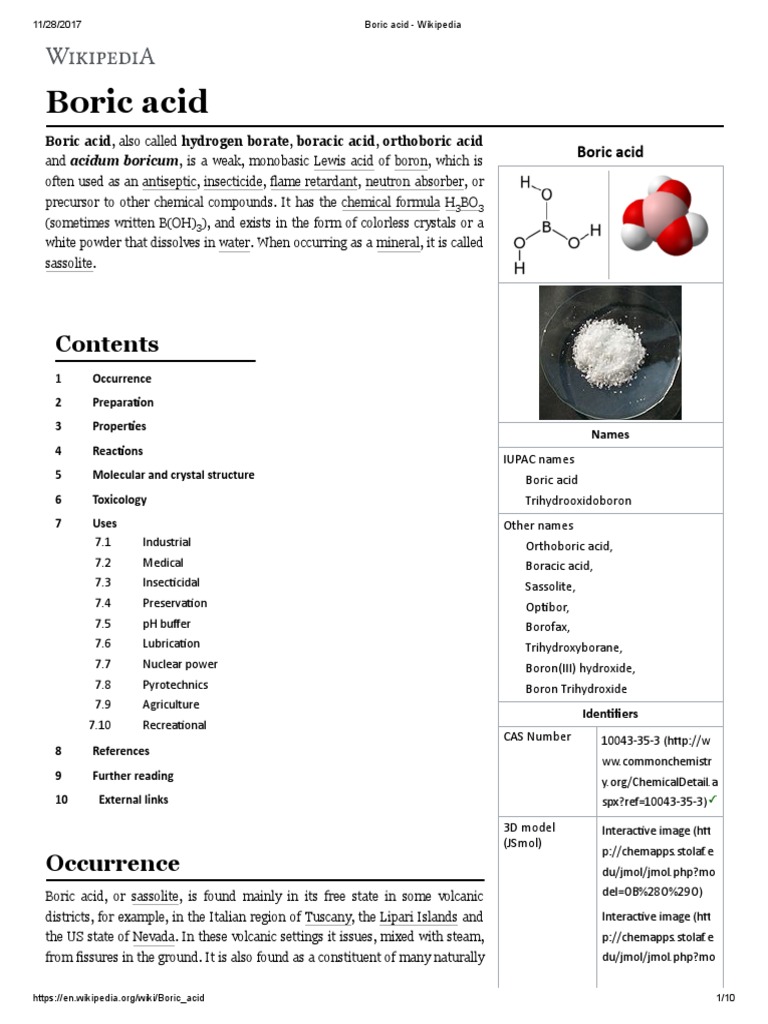 Boric Acid - Wikipedia | Chemical Substances | Chemical Compounds