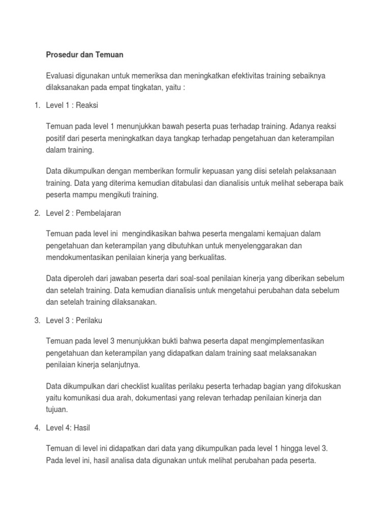 Teori Evaluasi Training | PDF