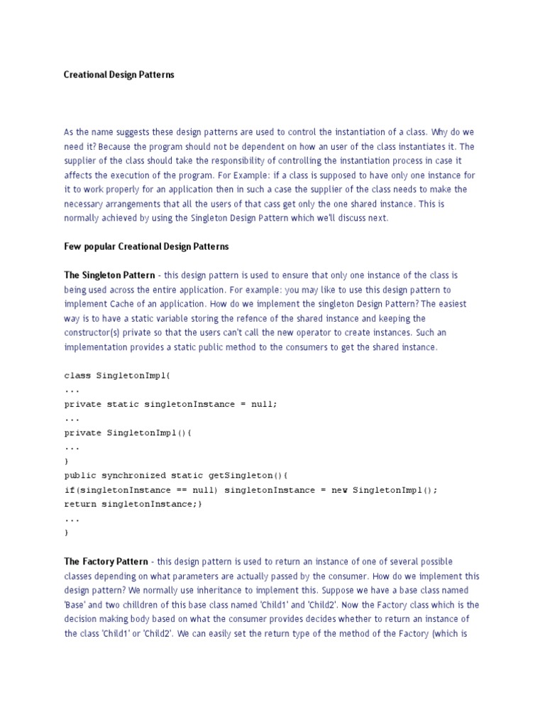 Design Patterns | PDF | Class (Computer Programming) | Method (Computer Programming)