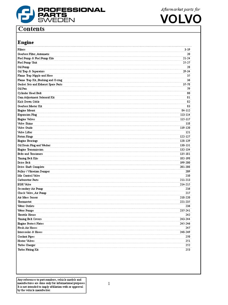 Volvo Catalog Part1 | PDF | Ignition System | Valve
